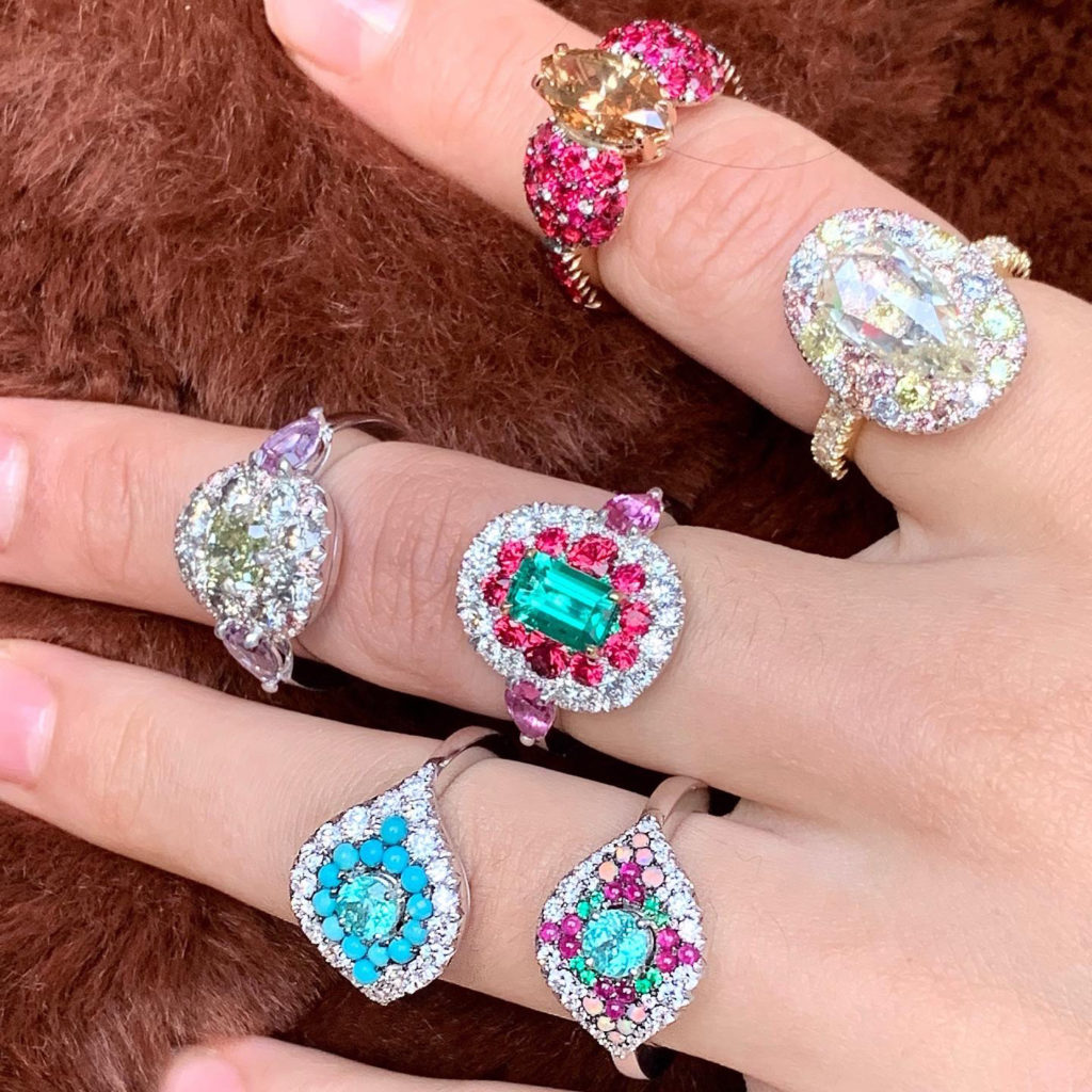 1.10 Carat Unoiled Emerald, Unheated Red Spinel and Pink Sapphire Ring ...