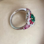 1.10 Carat Unoiled Emerald, Unheated Red Spinel and Pink Sapphire Ring ...