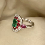 1.10 Carat Unoiled Emerald, Unheated Red Spinel and Pink Sapphire Ring ...