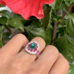 1.10 Carat Unoiled Emerald, Unheated Red Spinel and Pink Sapphire Ring ...