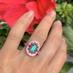 1.10 Carat Unoiled Emerald, Unheated Red Spinel and Pink Sapphire Ring ...